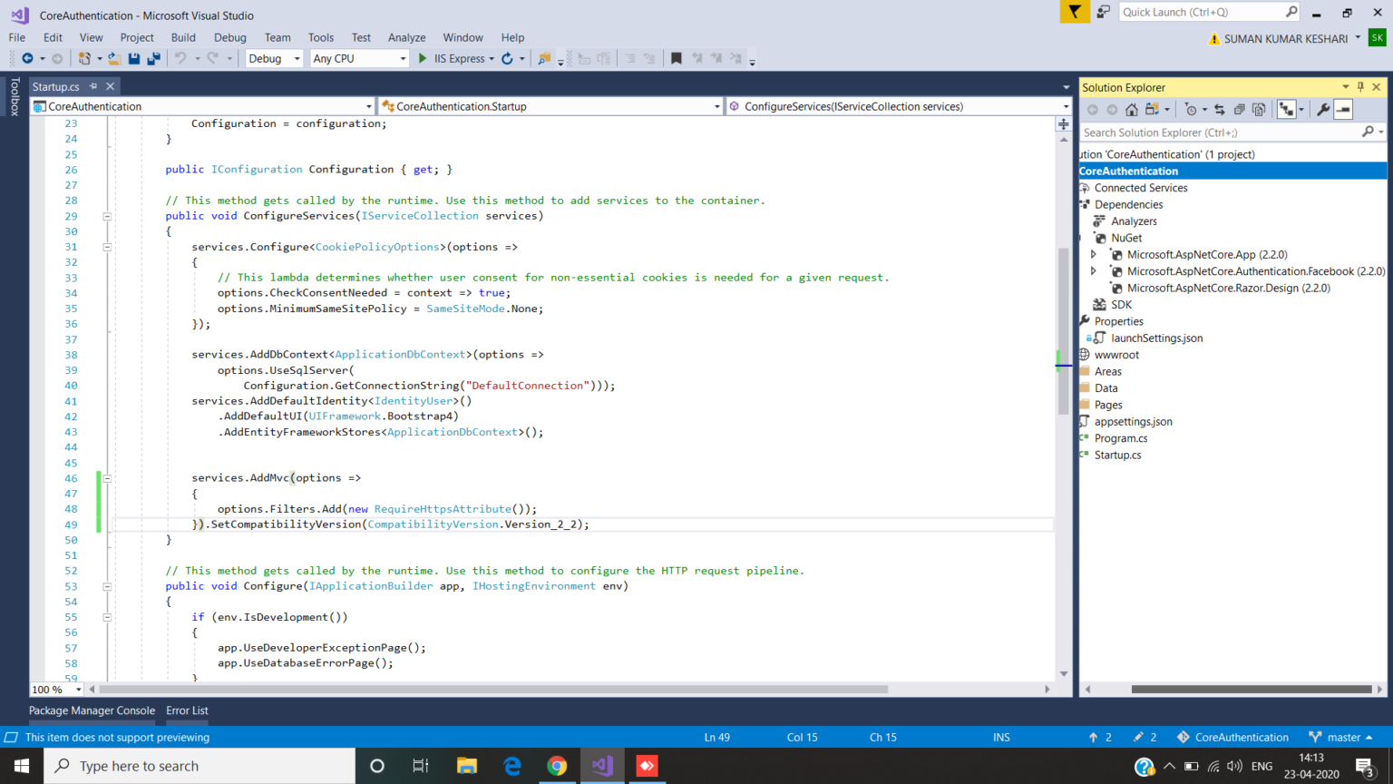 Authentication Using Facebook In Asp Core 2 0